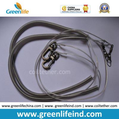 China Gray Fishing Spiral Cord Tool Holder Rope W/Metal Hooks for sale