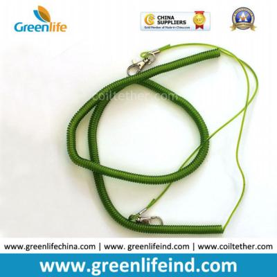China Dark Green 2m Long Quality Real Steel Coil Fishing Lanyard for sale