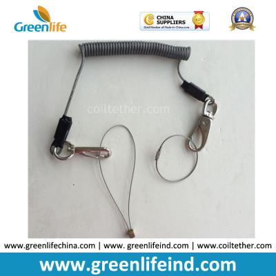 China Safety Scaffolding Spanner Tools Leash Translucent Black 15cm Spring Steel Coil Lanyard Strap for sale