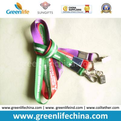 China Economical flat no-breakaway lanyards with metal crimp, swivel hook, bulldog clip for sale