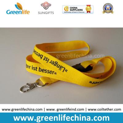China Yellow plain standard lanyard with custom logo and safety metal hook for sale