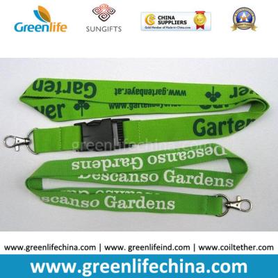 China Green breakaway woven-in lanyard with heavy duty hook, printed lanyards for sale