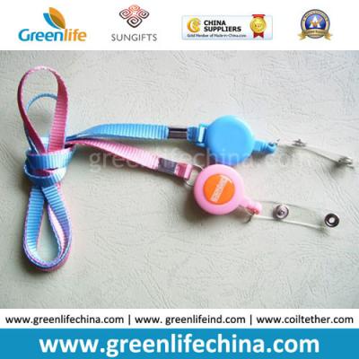 China Plastic custom printed retractable badge flat nylon lanyard with clear vinyl strap for sale
