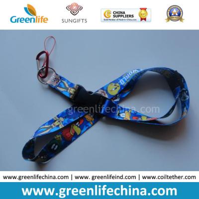 China Custom printing breakaway safetyheat transfer lanyard w/heavy duty carabiner hook&mobile phone snap buckle for sale