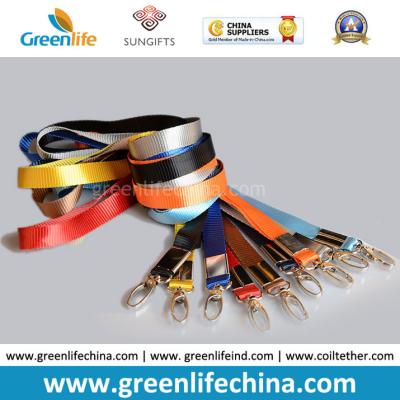 China Hot selling China factory supply multi-colours smooth polyester plain lanyard w/circular rivet and lobster claw clip for sale