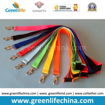 China Safety breakaway clip colorful thick flat tube polyester lanyard holder with oval hook/metal hook for sale