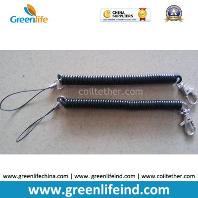 China Customized 120mm Length Black Spring String w/Cellphone Loop & Snap Hook for sale