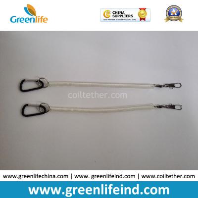 China Transparent Clear 20CM Length Plastic Spring String Fishing Coil Tether w/Carabiner and Swivel Hook for sale