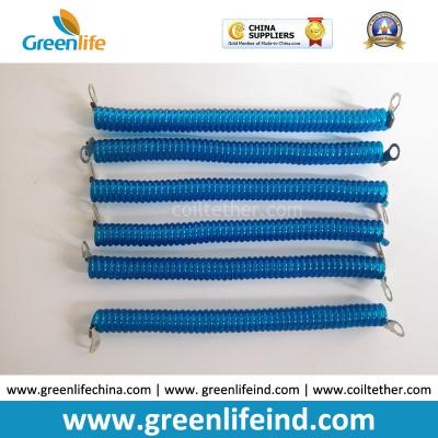 China Smart Metal Eyelets on Both Ends Flexible Safety Line Coiled Tooling Lanyards in Blue Color for sale