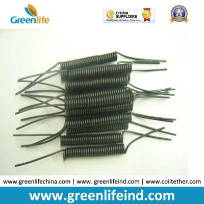 China Solid Black Short Spring Spiral Coil Lanyard Cables Customized Length End Line for sale