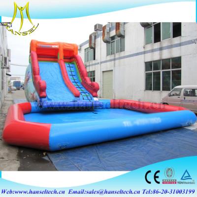 China Hansel red and blue kids amusement park equipment inflatable climbing structure water pool sidel for sale