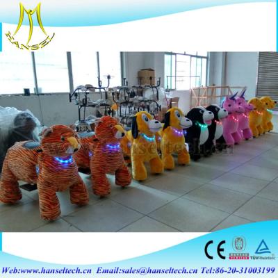 China Hansel latest designed battery moving amusement park outdoor game equipment ccoin operated dinosaur ride scooter for sale