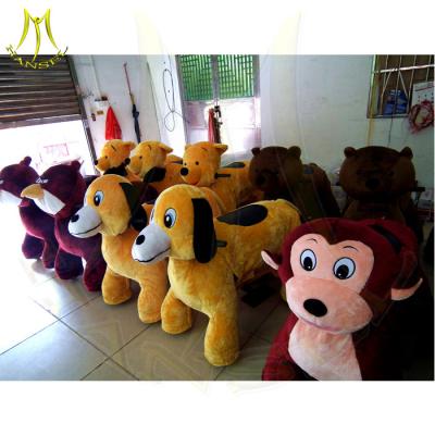 China Hansel pay attention to details kids riding train amusement park moving outdoor motorized plush riding animals for sale