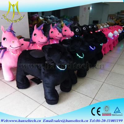 China Hansel battery operated coin op game ride electric toys amusement park stuffed animal unicorn on wheels for sales for sale