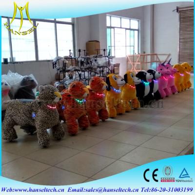 China Hansel battery coin operated children ride game centers amusement park stuffed animals electric dog walking machine for sale