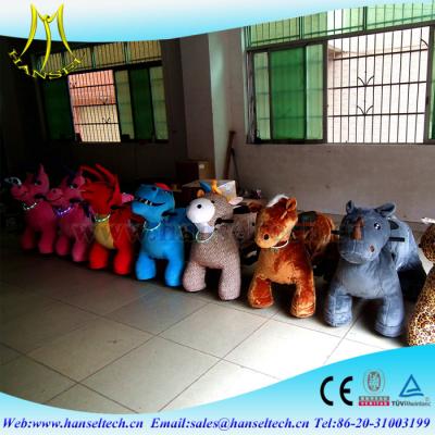 China Hansel battery coin oprated plush toy on animals happy ridesmoving game center for children happy rides on animal for sale