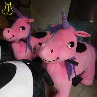 China Hansel coin operate game machine kids'amusement park rocking horses plush riding motorized animals for shopping mall for sale
