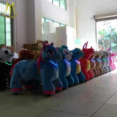 China Hansel coin operated kids ride machine theme park rides for sale hansel tech ride on animal unicorn rideable toys for sale