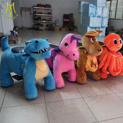 China Hansel entertainment center plush motorized animals kids ride on unicorn toy kids amusement park stuffed animal motorize for sale