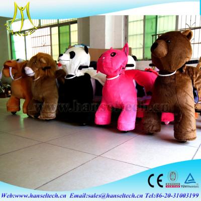 China Hansel playground equipment rocking commercial kids rides coin operated dragon ride walking stuffed animal scooter ride for sale