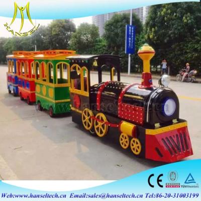 China Hansel outdoor door amusement park equipment fiberglass amusements rides electric train for sale for sale