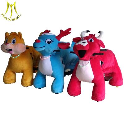 China Hansel  weight capacity 150kgs large animal plush ride toy on wheels in mall for sale