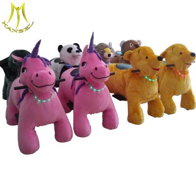 China Hansel shopping mall battery powered coin operated plush ride on animal for sale