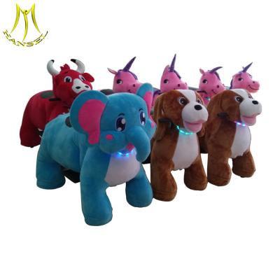 China Hansel  plush toys stuffed animals on wheels battery operated ride animals zoo riders for sale