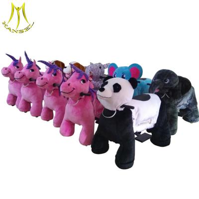 China Hansel wholesale amusement kids plush motorized riding animals in shopping mall for sale