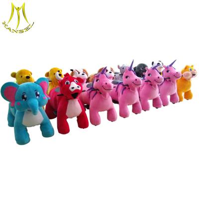 China Hansel amusement kids ride on electric cars plush coin operated kiddie rides for sale
