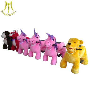 China Hansel battery powered plush electric children ride on animal car electric rideable animal in mall for sale