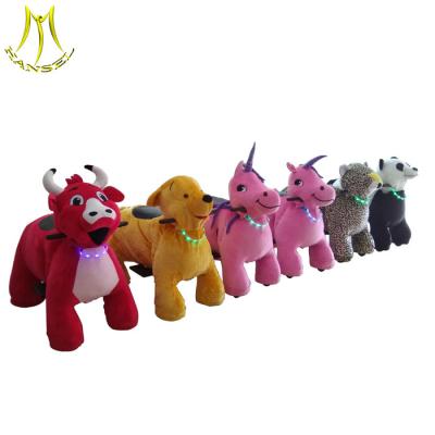 China Hansel  rechargeable battery operated coin operated stuffed rides on unicorn motorized plush animal for sale