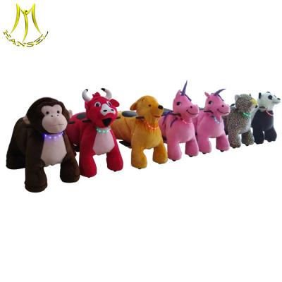 China Hansel   2018 ride for kids plush stuffed electric battery operated ride animals on wheels for sale