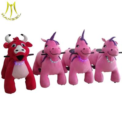 China Hansel Guangzhou safari toy electric motorized plush riding animals for kids for sale