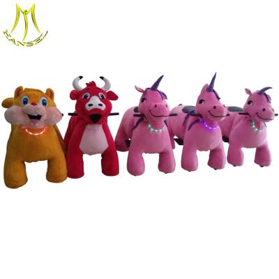 China Hansel amusement park rides coin operated kiddie ride on plush animals for sale