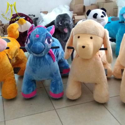 China Hansel shopping mall plush toys stuffed animals on wheels plush animal electric scooter for sale