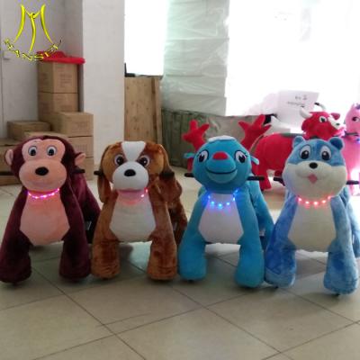China Hansel  latest designs 2018 kids coin operated stuffed animal unicorn on wheels for sale