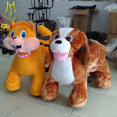 China Hansel high quality battery operated 4 wheels scooter motorized plush riding animals with batttery indicator for sale