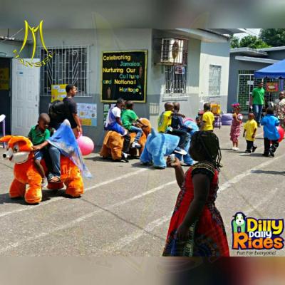 China Hansel kids motorized plush animales mountables riding dinosaur toys for shopping mall for sale