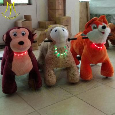 China Hansel amusement park children coin operated plush horse pony scooter ride for sale