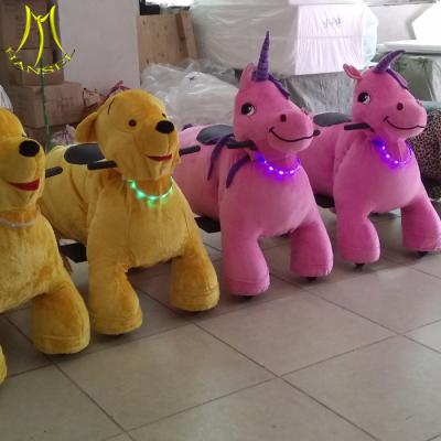 China Hansel newest plush animal electronic cars for kids ride on animal car for sale