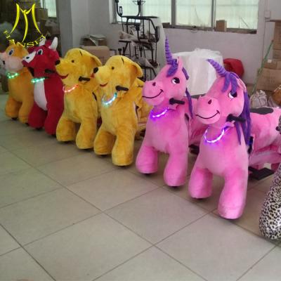 China Hansel shopping mall plush coin operated happy rides on animal plush riding for sale