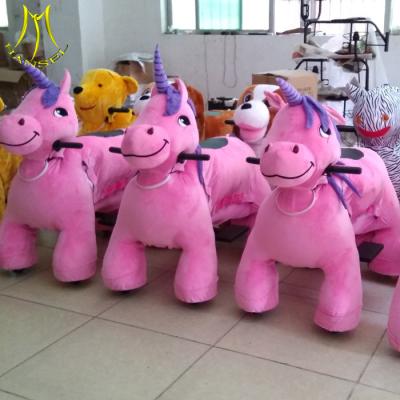 China Hansel animal coin operated horse for shopping mall plush horse toy on wheels for sale