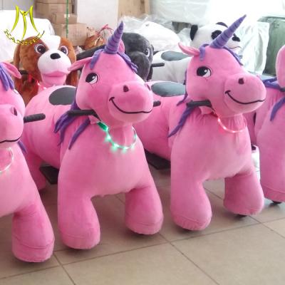 China Hansel  coin operated kids walking battery operated ride on plush animals unicorn for sale