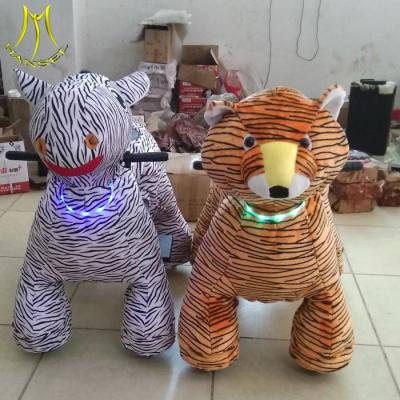 China Hansel  shopping mall plush coin operated happy rides on animal plush riding zebra for sale