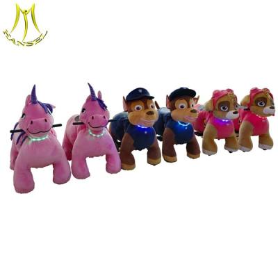 China Hansel  popular stuffed animals battery plush ride on animal amusement walking unicorn ride for sale