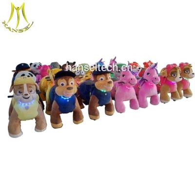 China Hansel  plush stuffed electric battery power ride animals on wheels for sale
