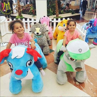 China Hansel 2017 game room equipment  plush electric coin operated animal motorized ride for mall for sale
