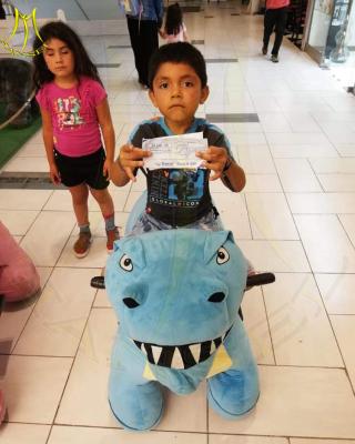 China Hansel shopping mall kids and adult battery operated motorized plush riding animals for sale
