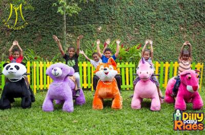 China Hansel entertainment coin operated drivable kids electric ride animal stuffed animal unicorn on wheels for sale